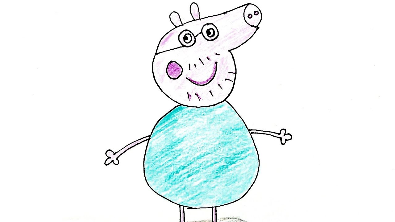 How To Draw Daddy Pig Step By Step 🐷 Easy Drawing | Coloring 🐷 ...