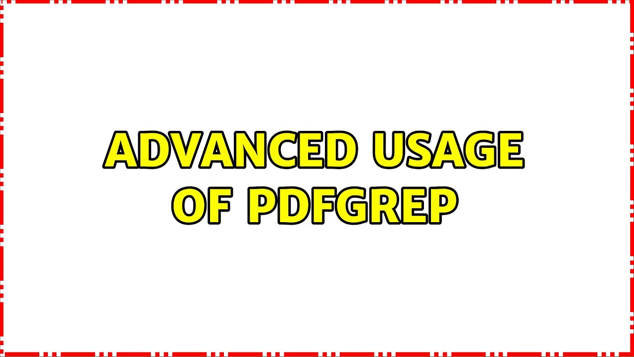 Advanced usage of pdfgrep - YouTube