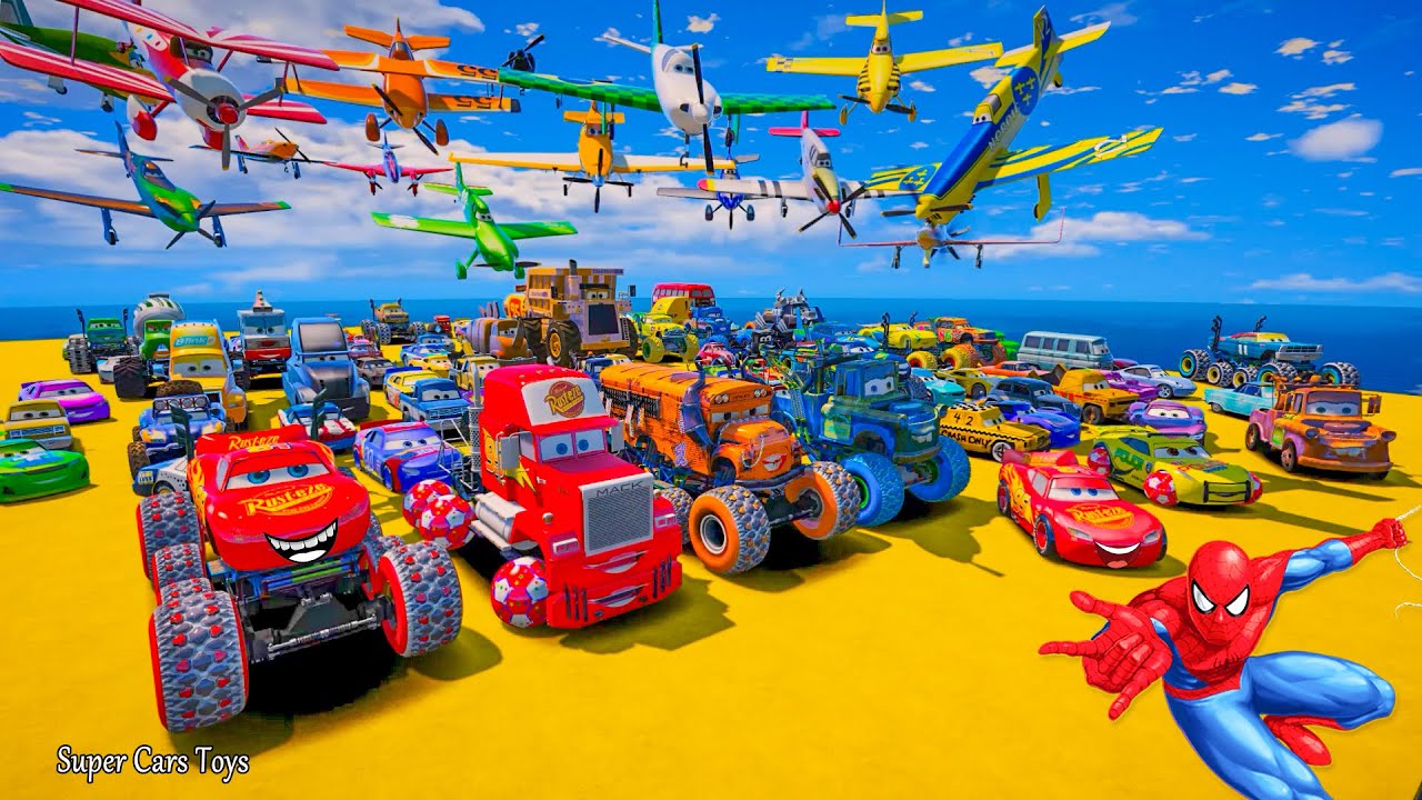 Cars McQueen Monster Trucks Mack Miss Fritter Tow Mater Police Cruz ...