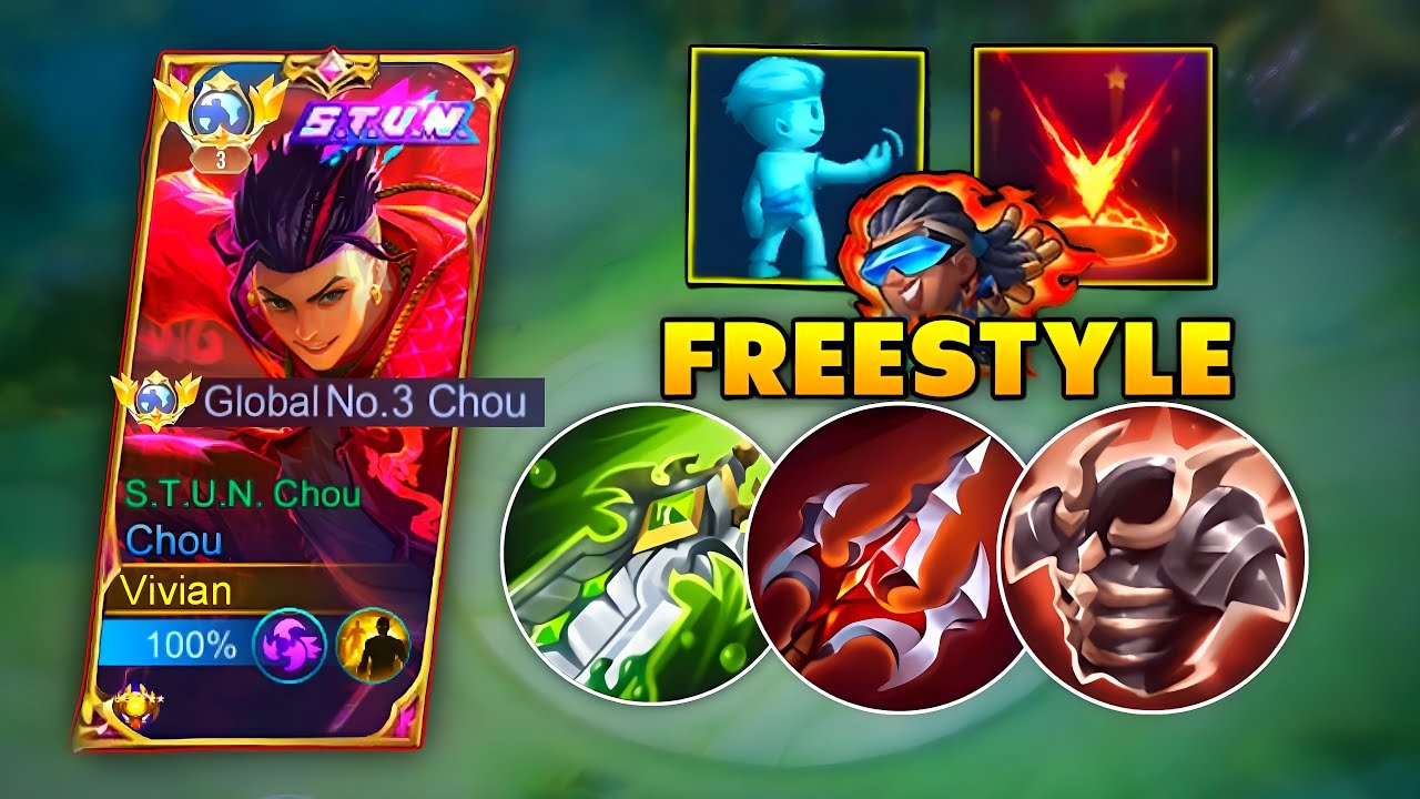 TOP GLOBAL CHOU BEST FREESTYLE ( chou best build 2023) Mobile Legends ...