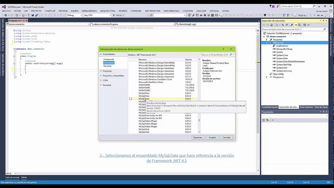 Como configurar MySQL Connector/Net en Visual Studio 2015 - YouTube