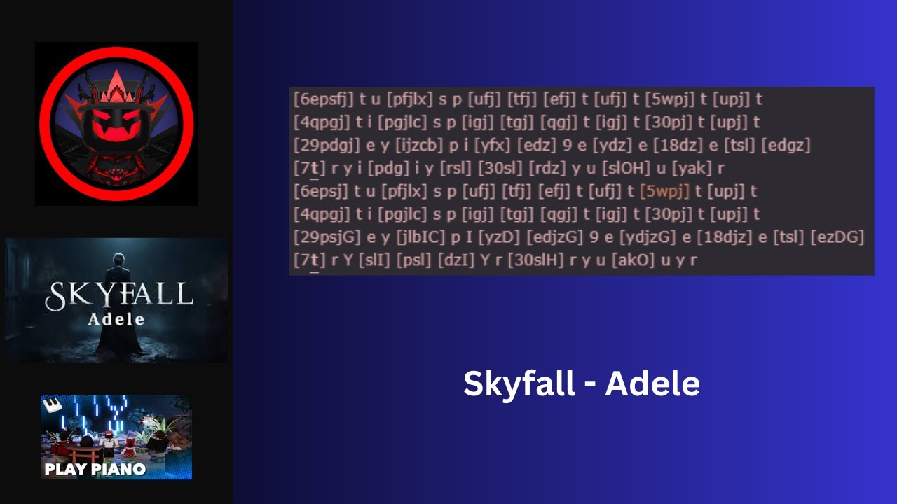 Skyfall Adele Roblox Virtual Piano Youtube