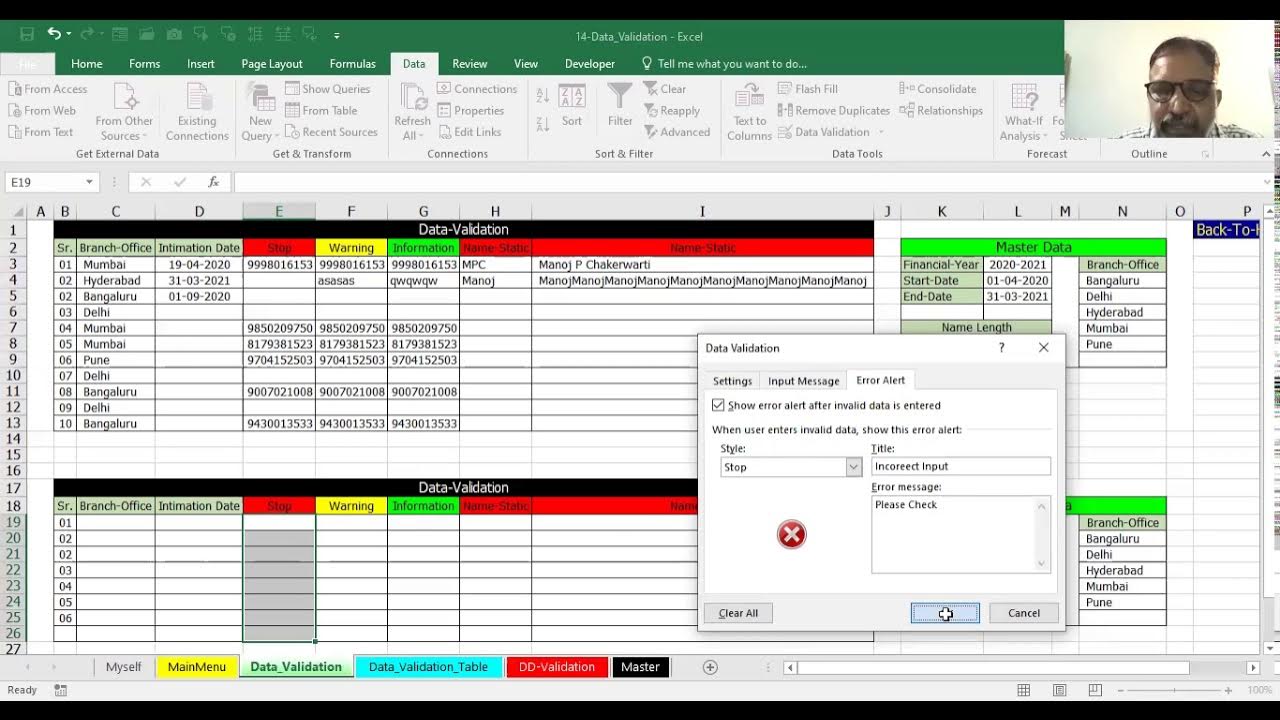 Microsoft Excel - Data Validation Tutorial - YouTube