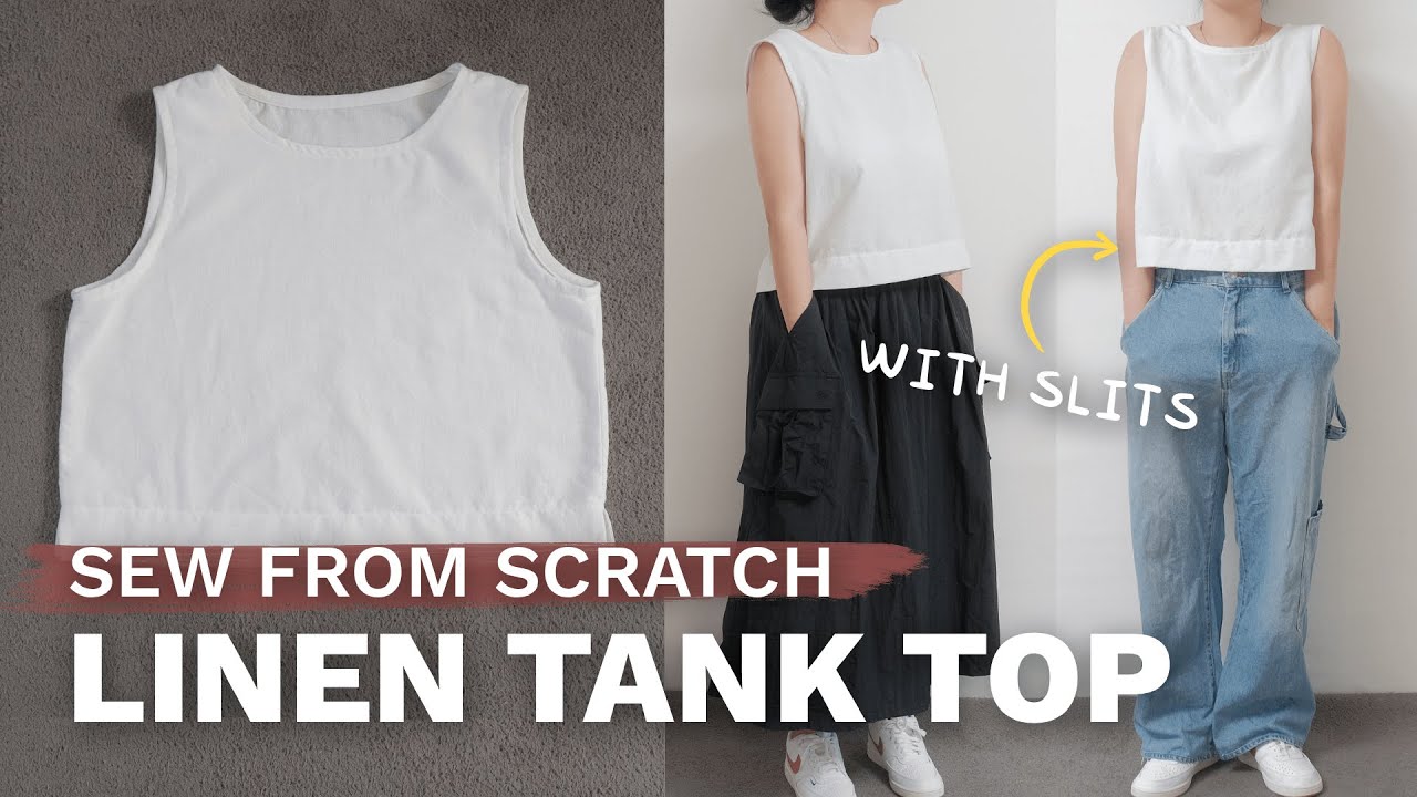 DIY Linen Tank Top with Slits Sewing Tutorial | CHLOE SEWING - YouTube