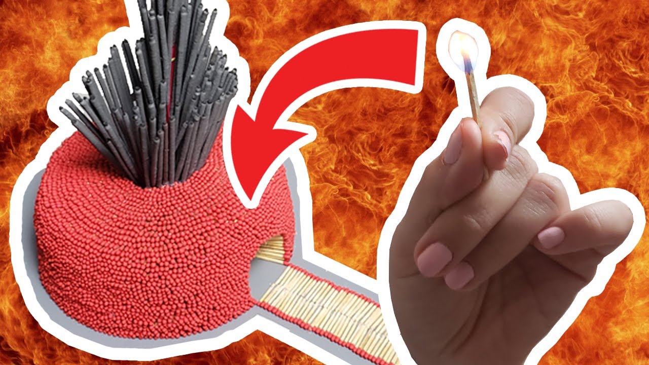 Match Chain Reaction Amazing Fire Domino Effect Castle Fireworks ...