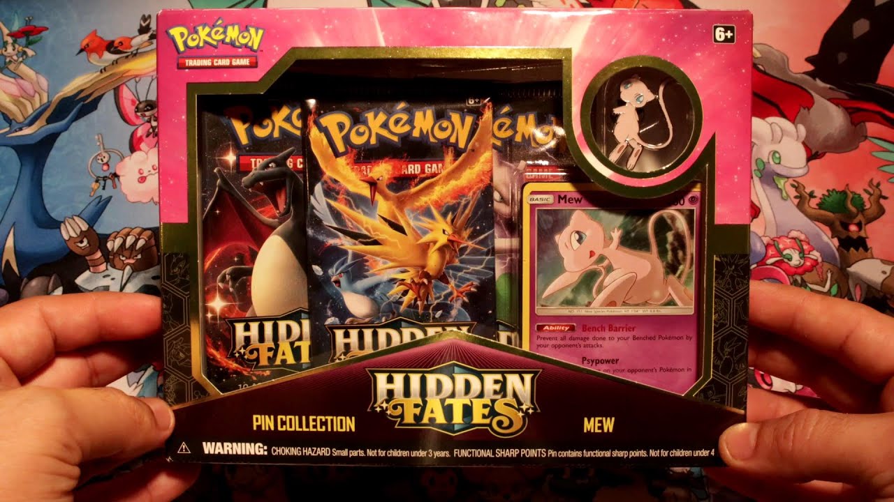 Mew Pin Collection Box Hidden Fates Booster Packs - POKE88 - YouTube