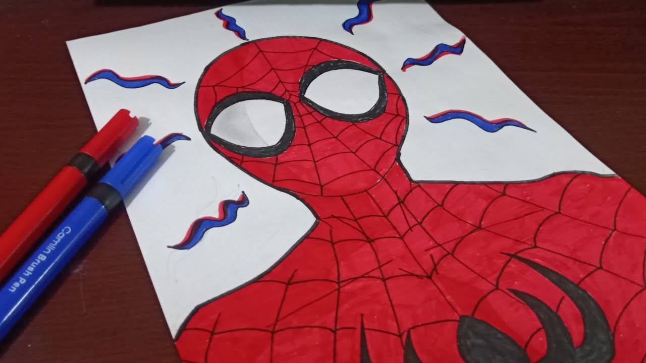 How to draw Spider - Man | Brush pens | - YouTube