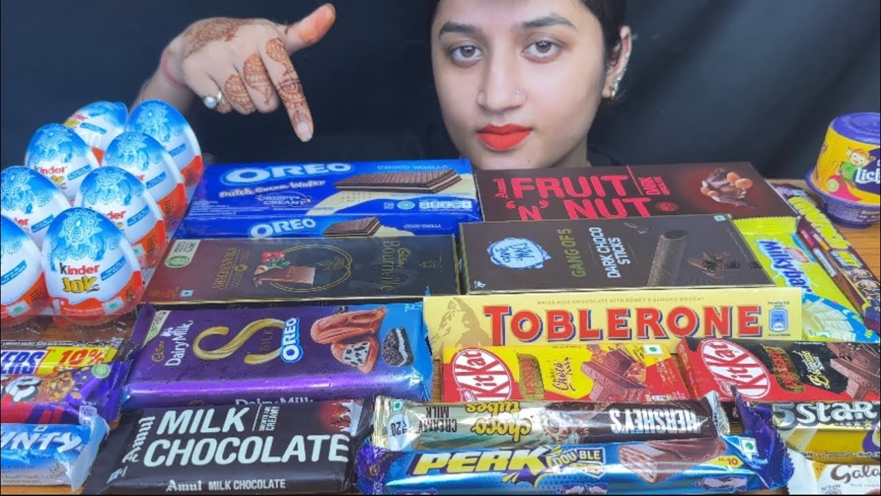 ASMR:OREO,KITKAT,DAIRY MILK,TOBLERONE,DARK CHOCOLATE,MAGNUM TRUFFLE ...