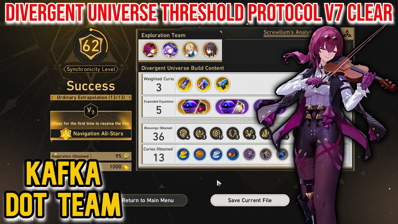Kafka DoT Team F2p | Divergent Universe Threshold Protocol 7 | Honkai Star Rail 2.5 - YouTube