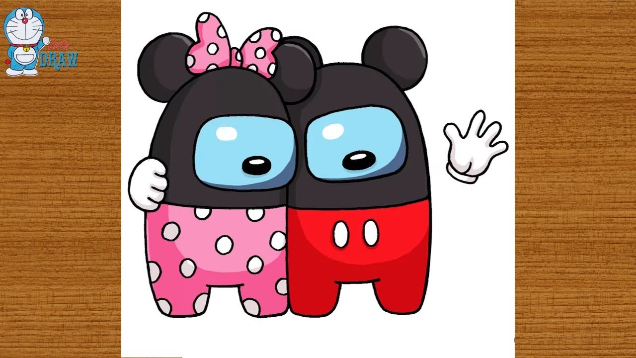 How to Draw AMONG US Mickey and Minnie Mouse Hugging Couple #shortvideo ...