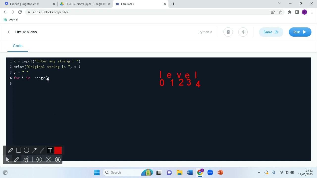 Belajar coding menggunakan Edublocks - Palindrome - Assignment ...