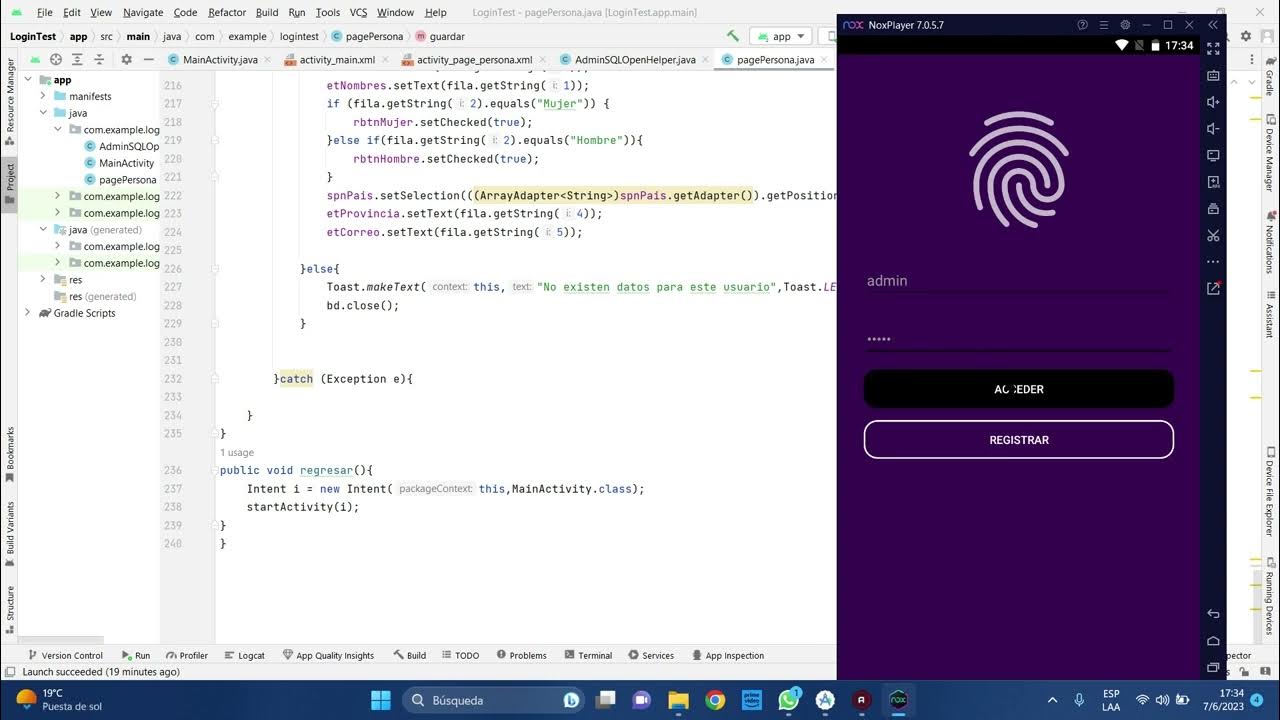 Loggin conectado a SQLlite - YouTube