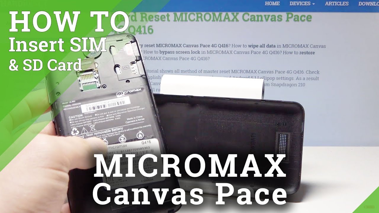 How to Insert Micro SIM to MICROMAX Canvas Pace - Input Micro SD Card ...
