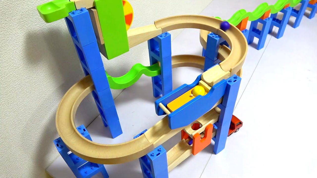 Marble run ☆ Water sound and ASMR ☆ TrixTrac wave long slope & handmade ...