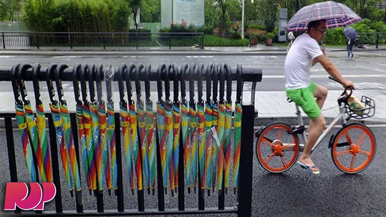 Umbrella-Sharing Startup Loses Most Of Their Umbrellas In Weeks - YouTube