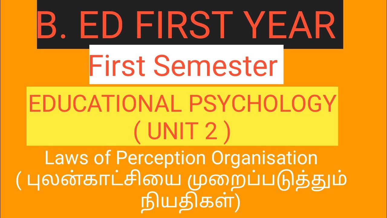 B. ED FIRST YEAR | FIRST SEMESTER | EDUCATIONAL PSYCHOLOGY ...