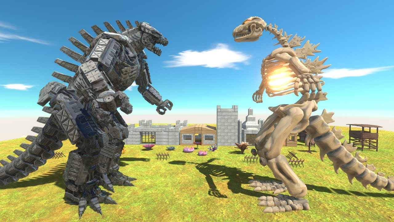MECHAGODZILLA 2021 vs GODZILLA SKELETON - Animal Revolt Battle ...