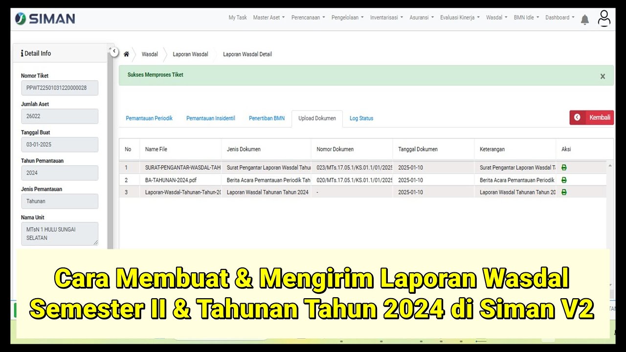 Cara Membuat & Mengirim Laporan Wasdal Semester II & Tahunan Tahun 2024 di Siman V2 - YouTube