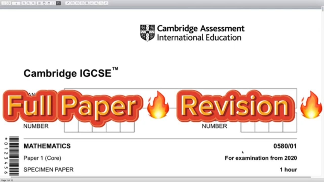 IGCSE Maths Paper 1 2020 Specimen Paper Revision | Full Paper ...
