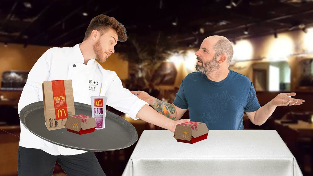 Fake Waiter Serving Fast Food at a Fancy Restaraunt - YouTube
