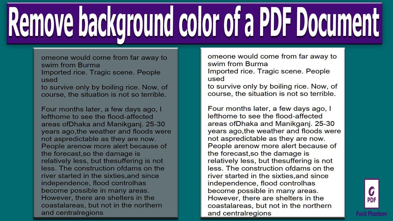How To Remove Background Color Of A PDF Document In Foxit PhantomPDF
