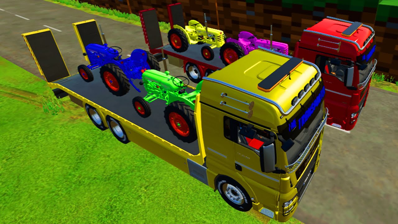 TRANSPORTING COLORFUL TRACTORS USING MAN TRANSPORTER - FARMING ...