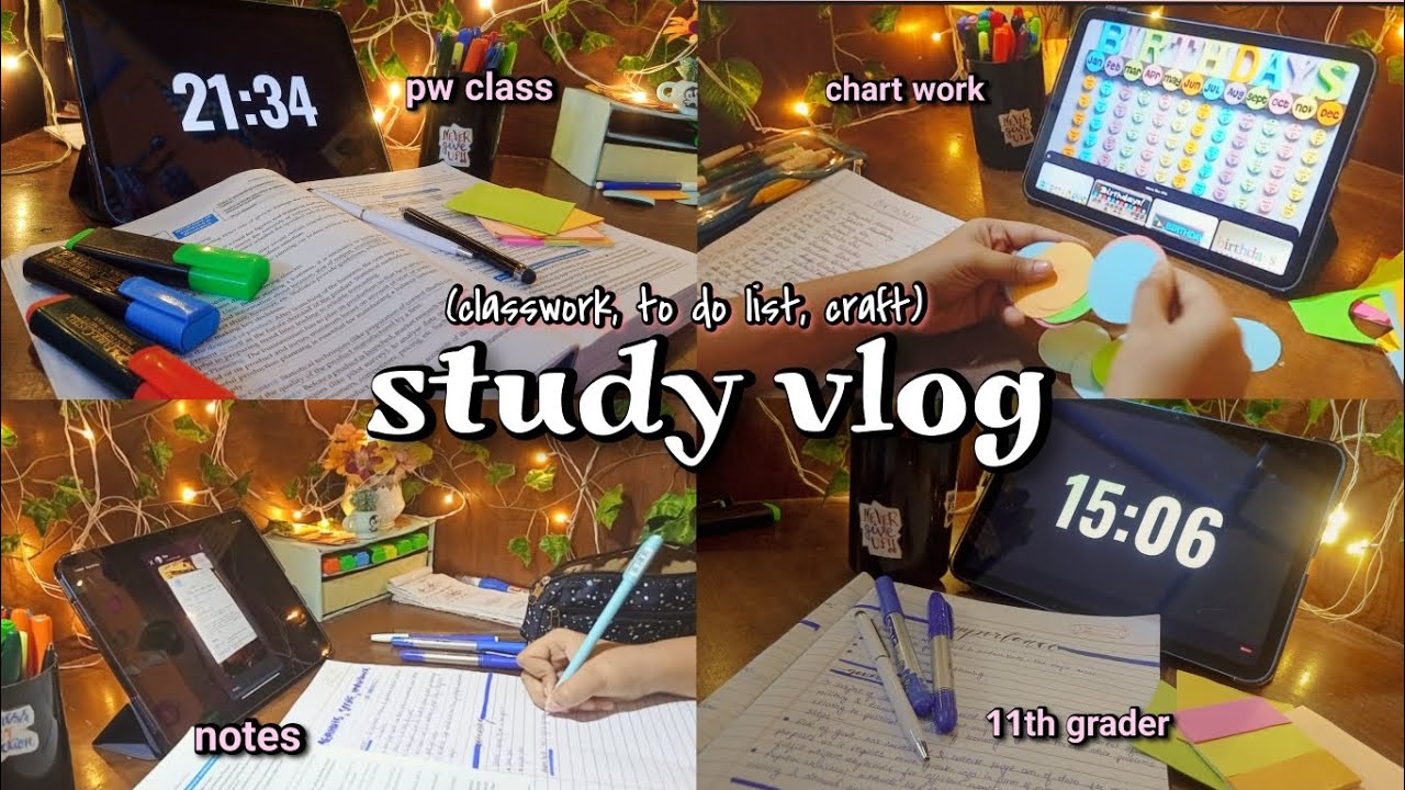 study vlog☘️ physicswallah classes, note taking, crafting, snacks ...