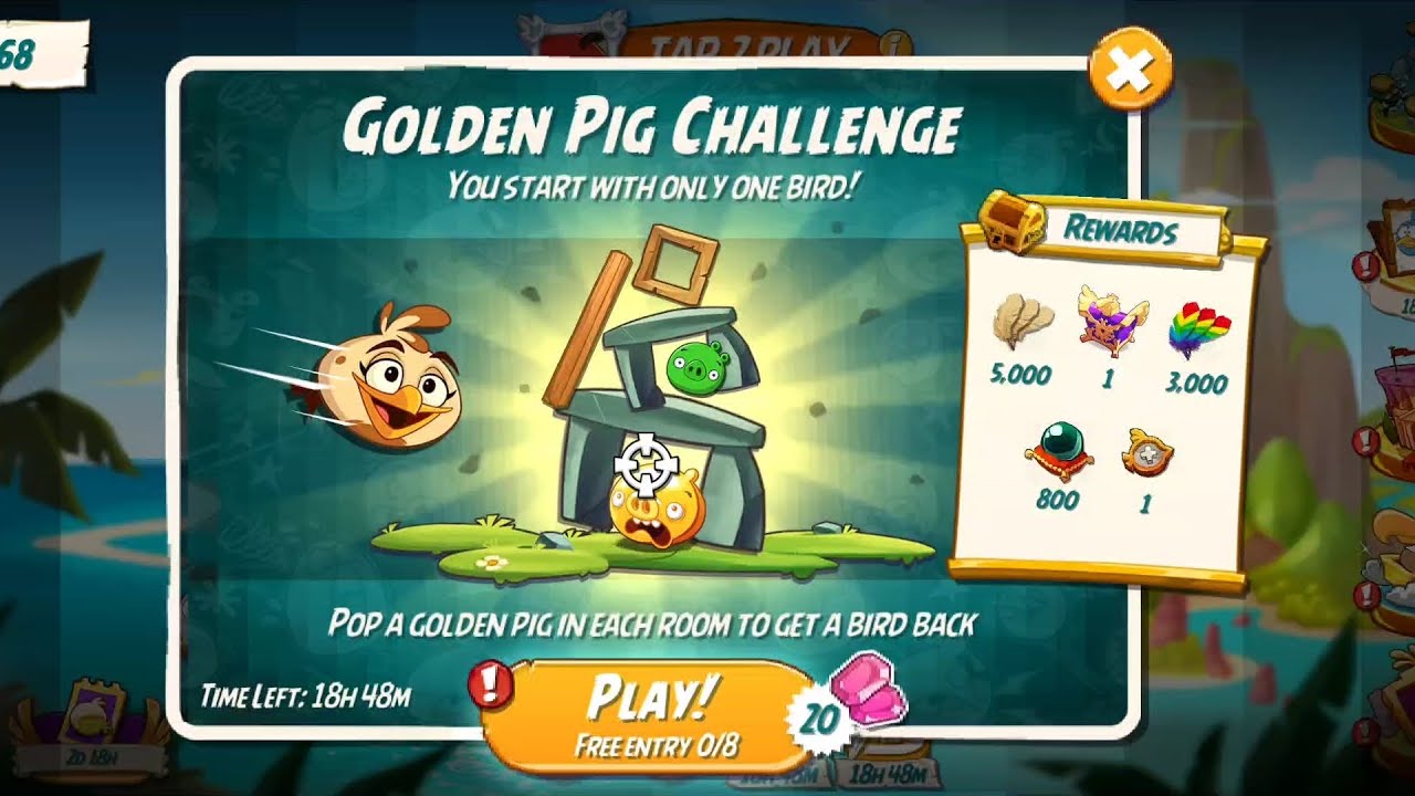 Angry birds 2 golden pig challenge today 💥🔥 king pig panic gameplay ...