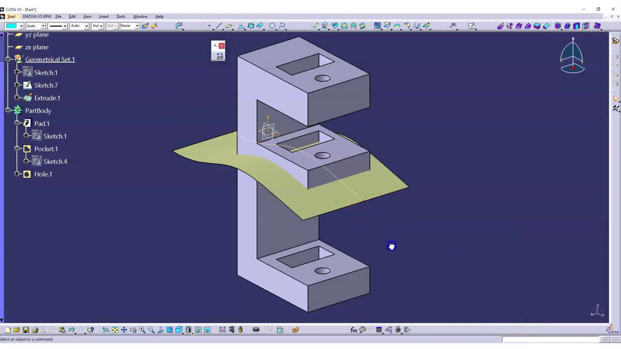 CATIA V Sketch Based Features-1 - YouTube