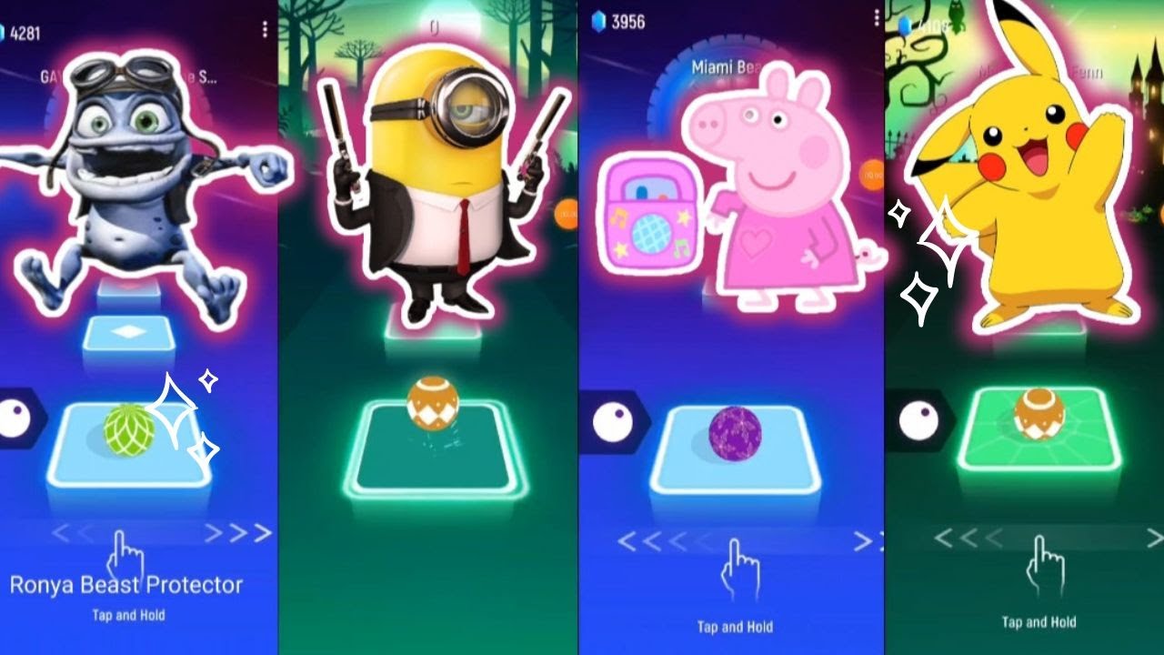 Crazy Frog VS Minion VS Peppa Pig VS Pikachu - Tiles Hop EDM Rush - YouTube