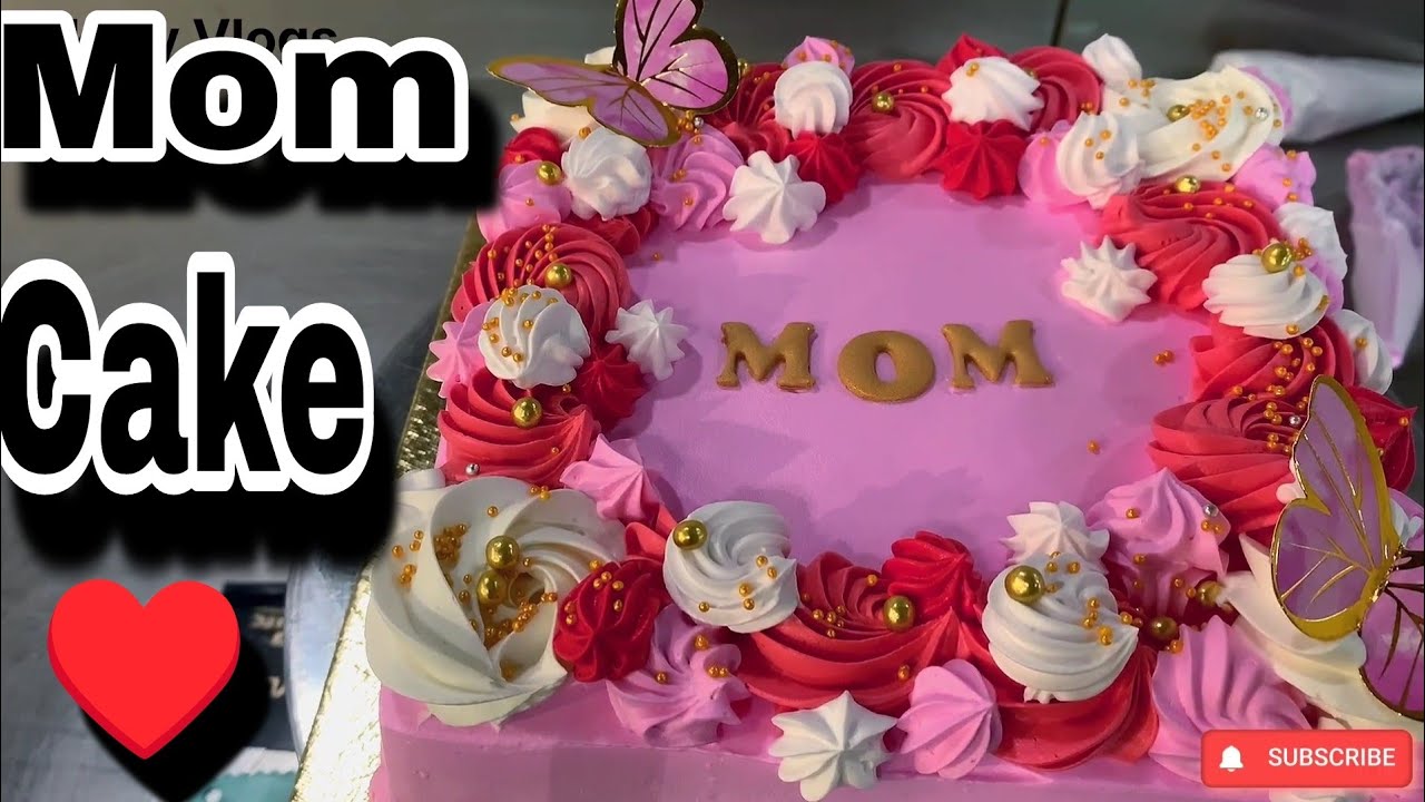 Simple Mother's Day Cake Design | Pink 🩷 Mom Cake |Maa Cake Design ...