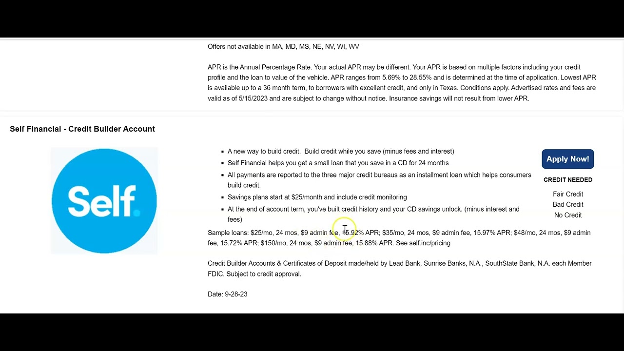 Self Financial - Credit Builder Account - YouTube