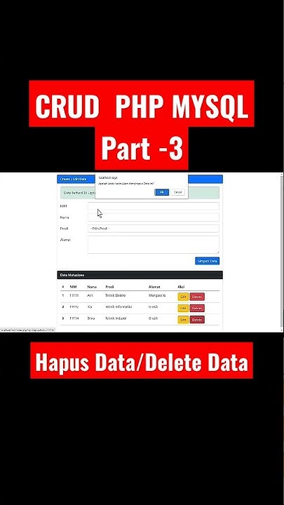 CRUD PHP MYSQL Part 3 #mengareit #shorts #php #programmer - YouTube