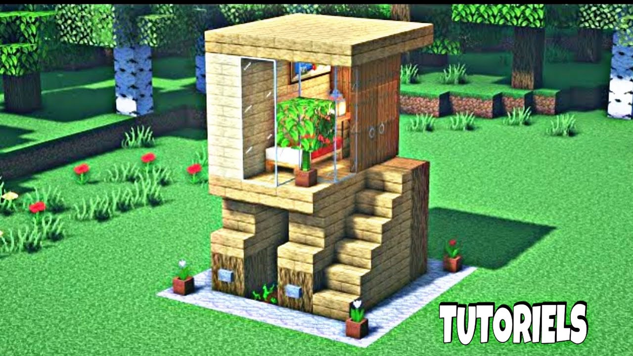 Minecraft How to build a small survival modern house tutorial simple ...