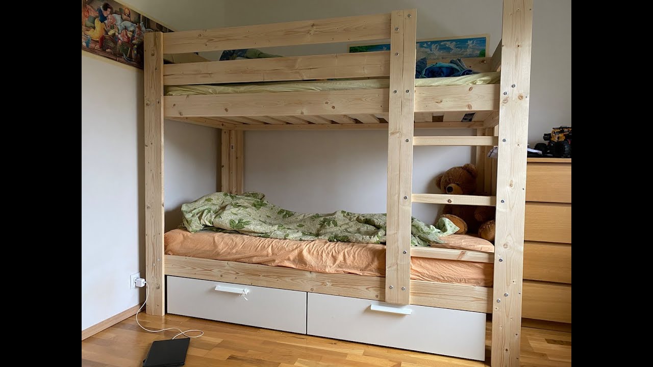 Skip Ikeas MYDAL, build this solid bunk bed for 100 Euro instead - YouTube