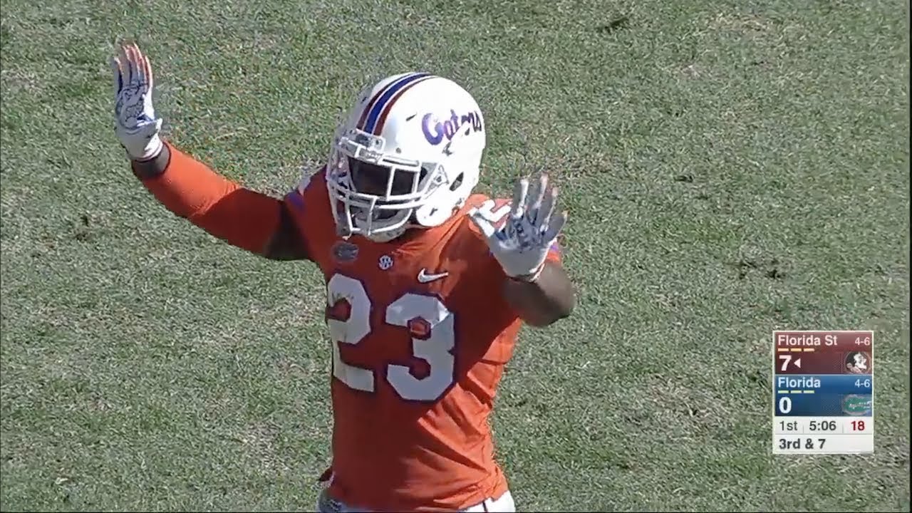 Chauncey Gardner (Florida DB #23) Vs. Florida State 2017 - YouTube