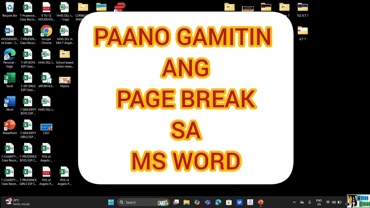 PAGE BREAK! PAANO GAMITIN SA MS WORD.. HOW TO USE PAGE BREAK.. TLE 7 ...