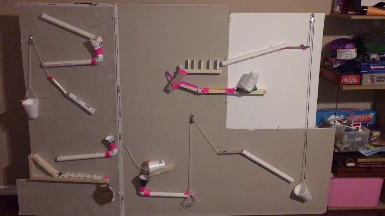 Rube Goldberg ball in cup project - YouTube
