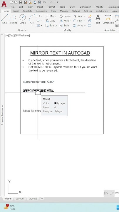 Mirror Text in Autocad | how to solve Mirror text Problem In Autocad | MIRRTEXT Command #autocad ...