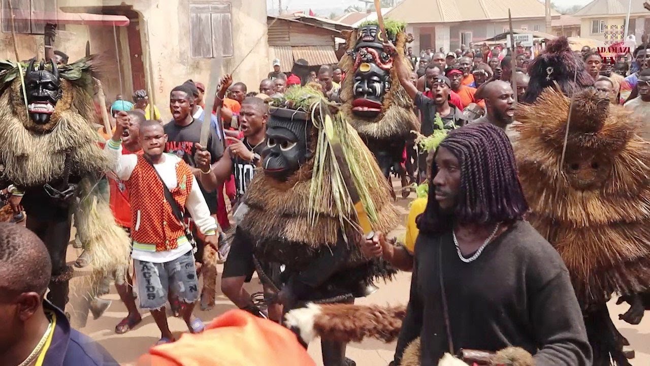AFRICAN MASQUERADE EKPO PROCESSION DANCE IN OBINKITA VILLAGE AROCHUKWU ...