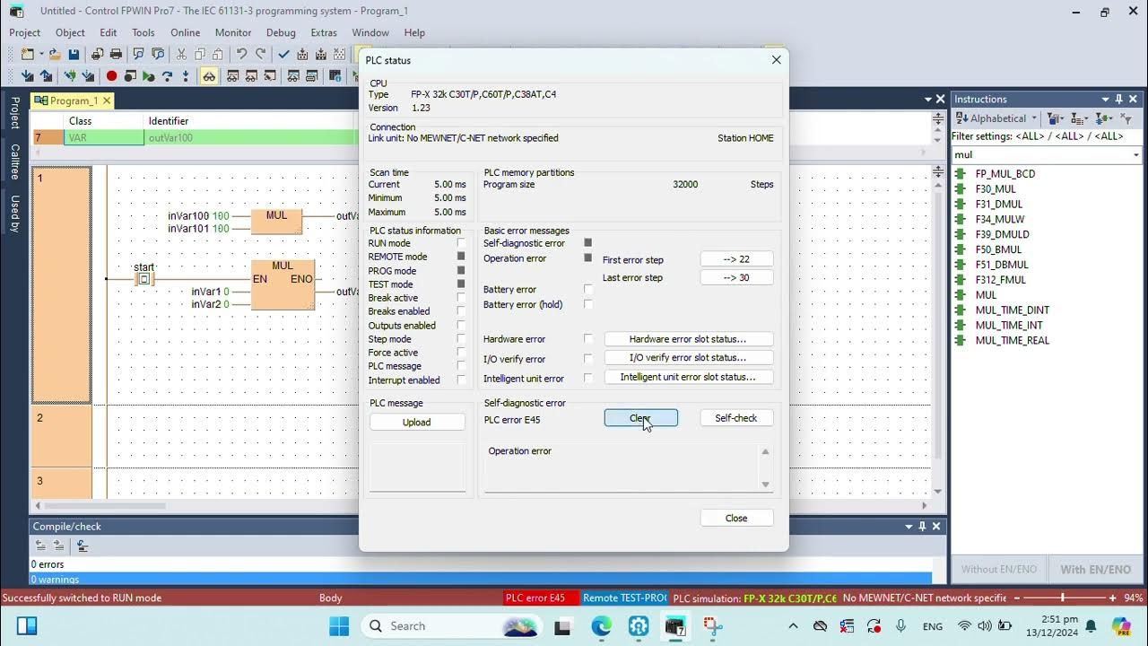 Panasonic PLC Math Function MUL command - YouTube