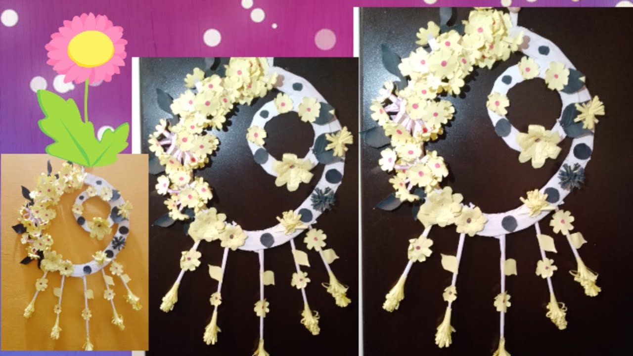 Flower wall handing craft ideas # wall decorations - YouTube