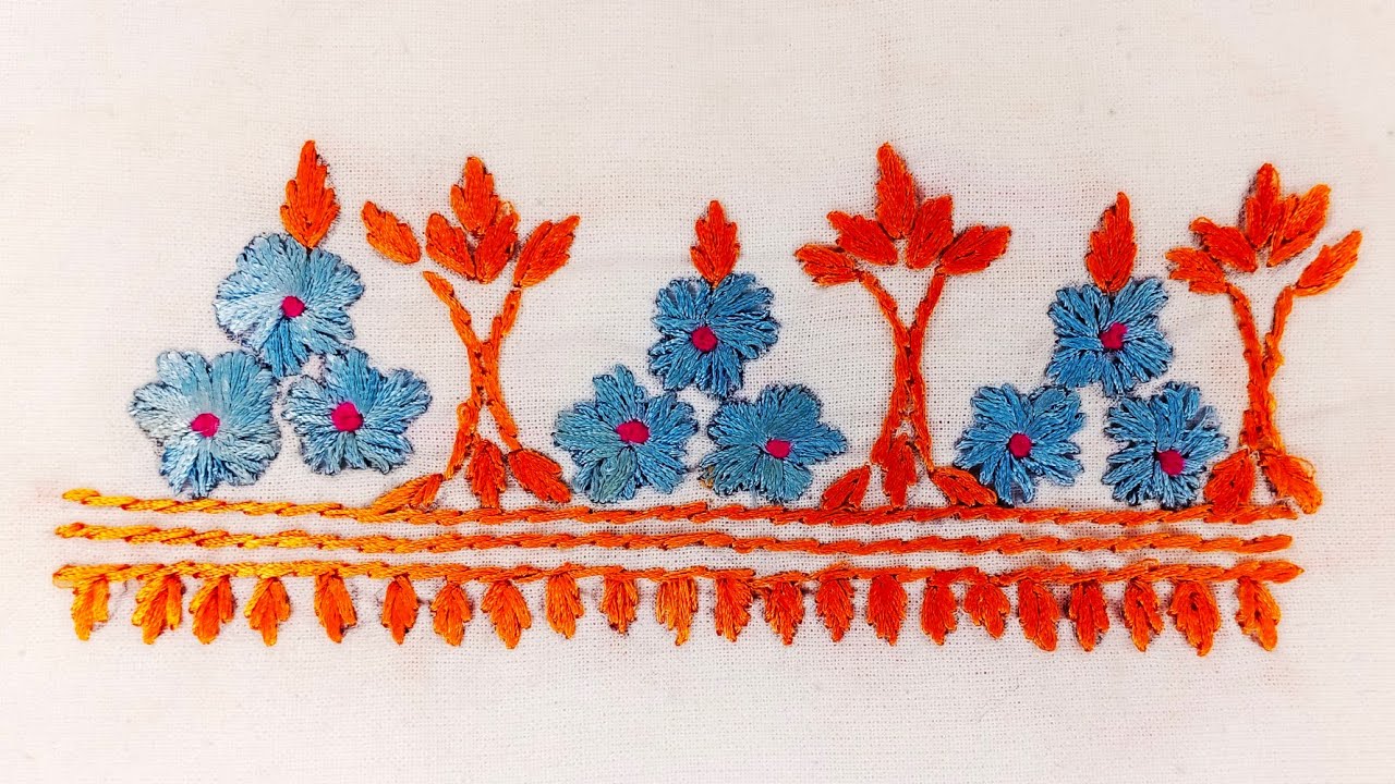 Hand Embroidery | Beautiful And Easy Border Design for dress - YouTube