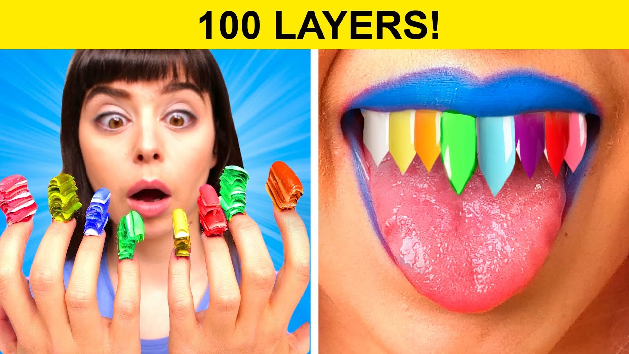 100 LAYERS CHALLENGE | 100 Layers of Nails, Duct Tape, And Tattoos ...