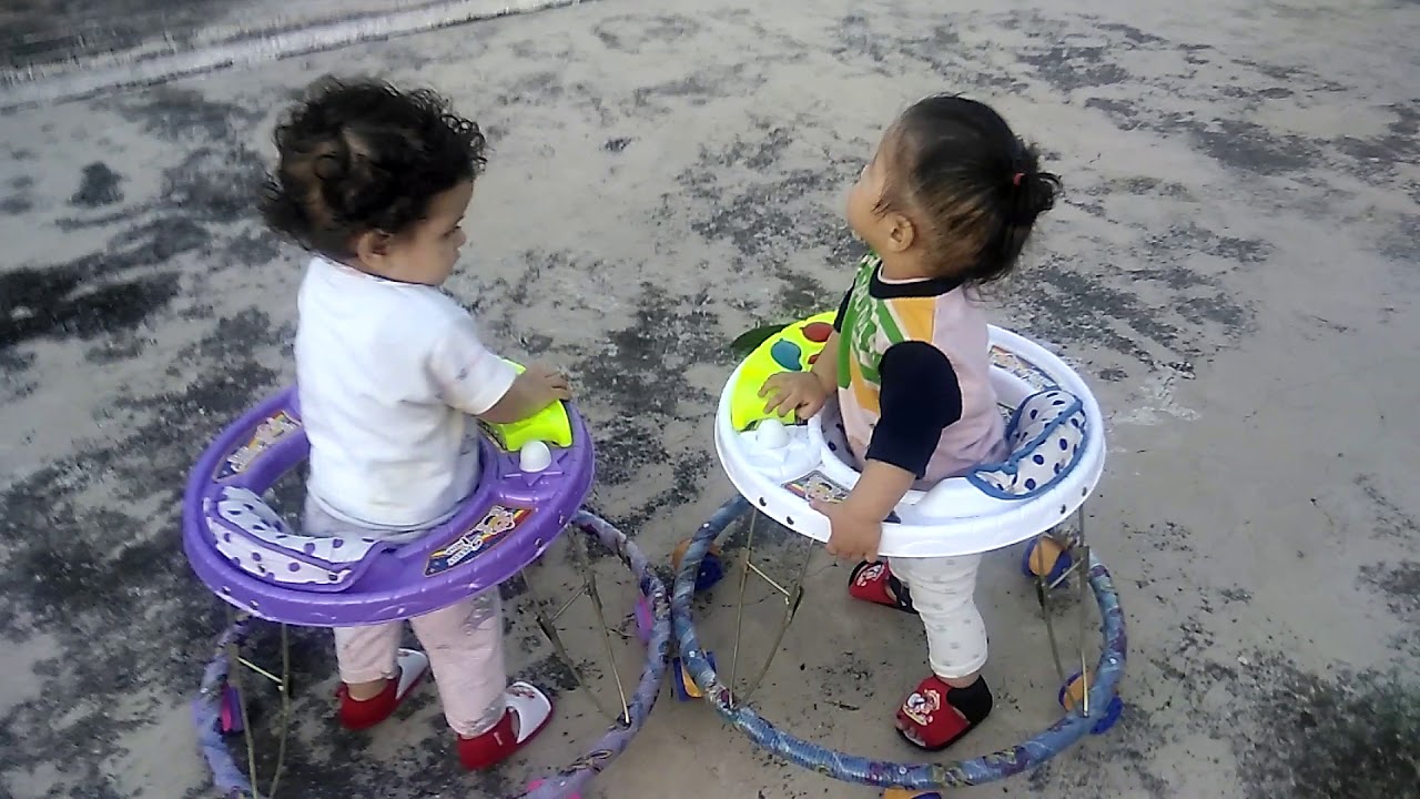 Baby in Walker | First Ride in Walker - YouTube