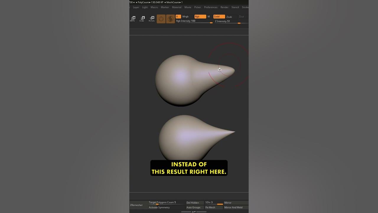 Getting Sharp Shapes with Move Brush in ZBrush - YouTube