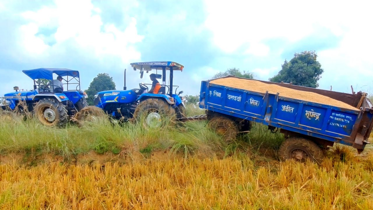 Sonalika Tiger Di 50 4wd Stuck With Trolley | Rescued By Sonalika Di 50 ...