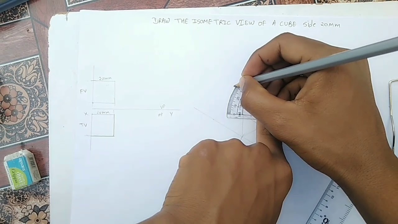 ISOMETRIC VIEW OF A CUBE SIZE 20mm - YouTube