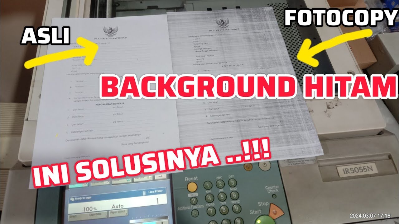 MENGATASI HASIL FOTOCOPY BACKGROUND HITAM CANON IR 5075 - YouTube