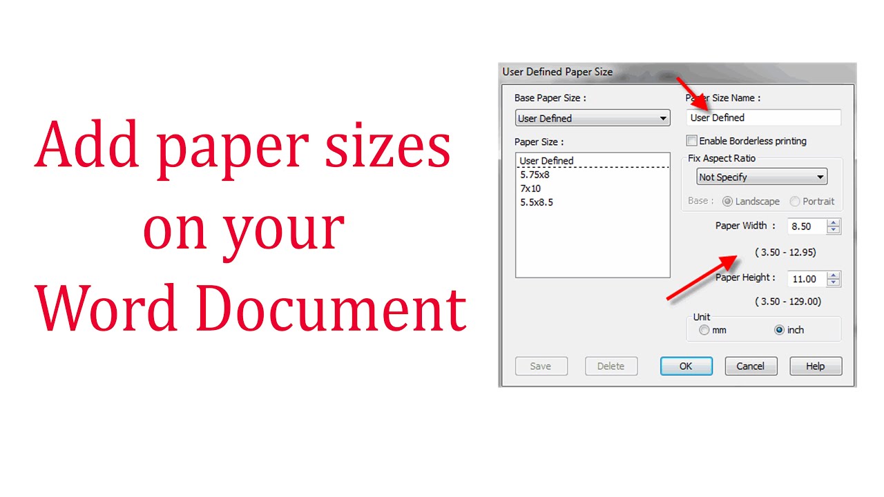 Add Paper Sizes On Your Word Document YouTube Add Paper Sizes On Your Word Document YouTube